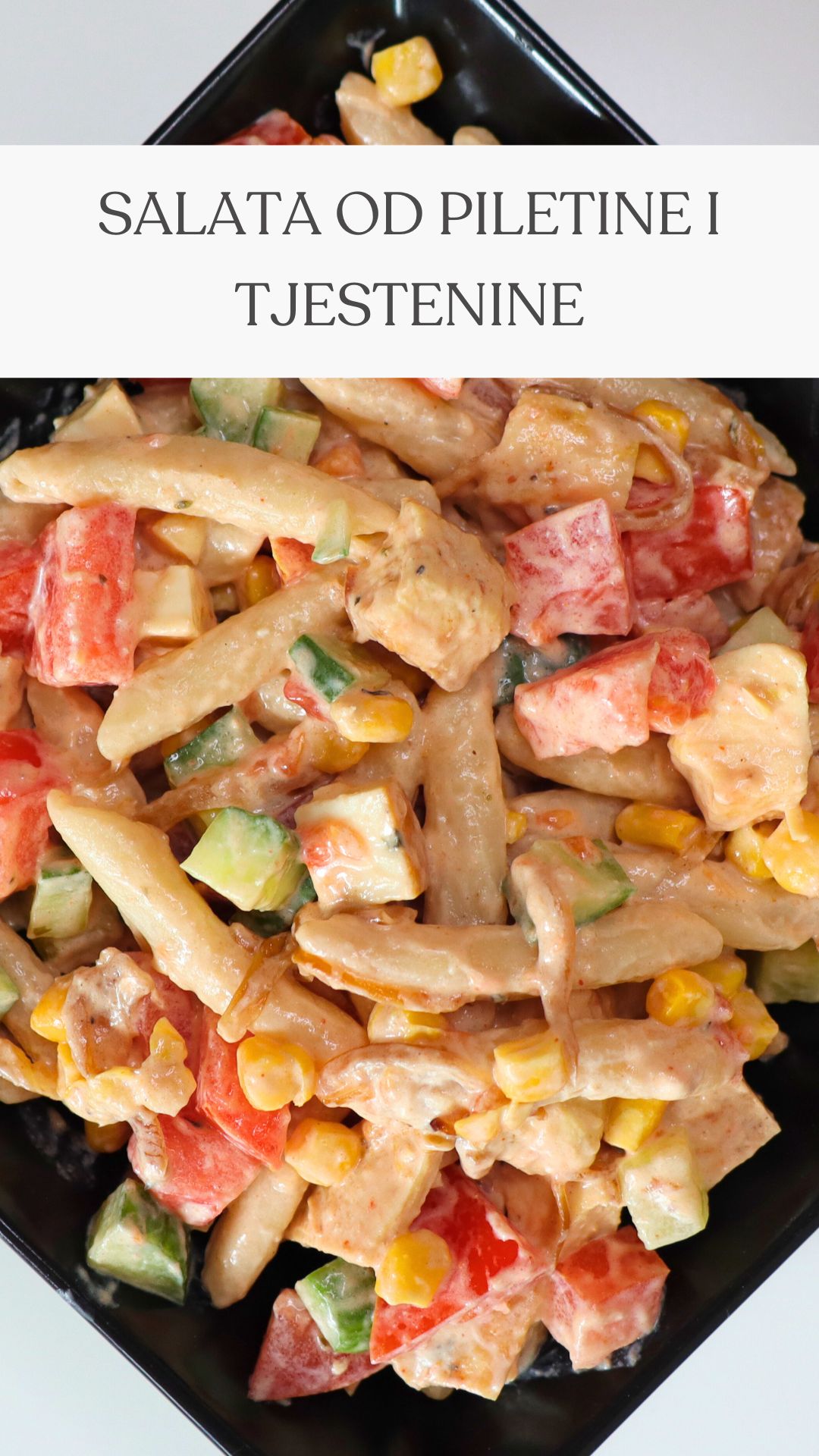 Hladna salata od piletine i tjestenine s karameliziranim lukom i puno ...